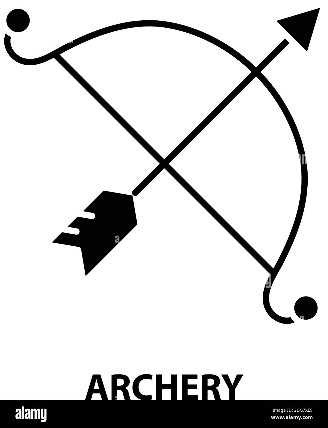 archery icon, black vector sign with editable strokes, concept ...