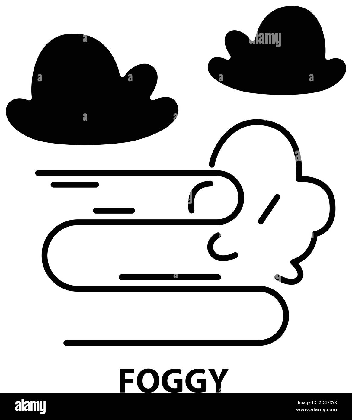 foggy icon, black vector sign with editable strokes, concept ...