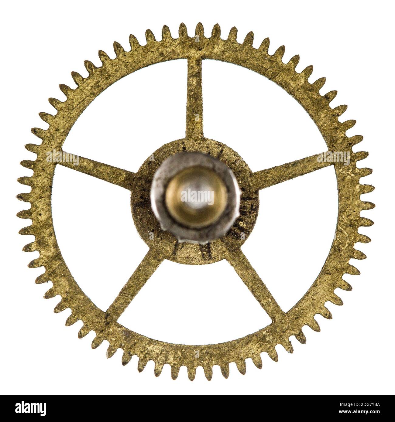 Pinion of old clock mechanism, isolated on white background Stock Photo ...