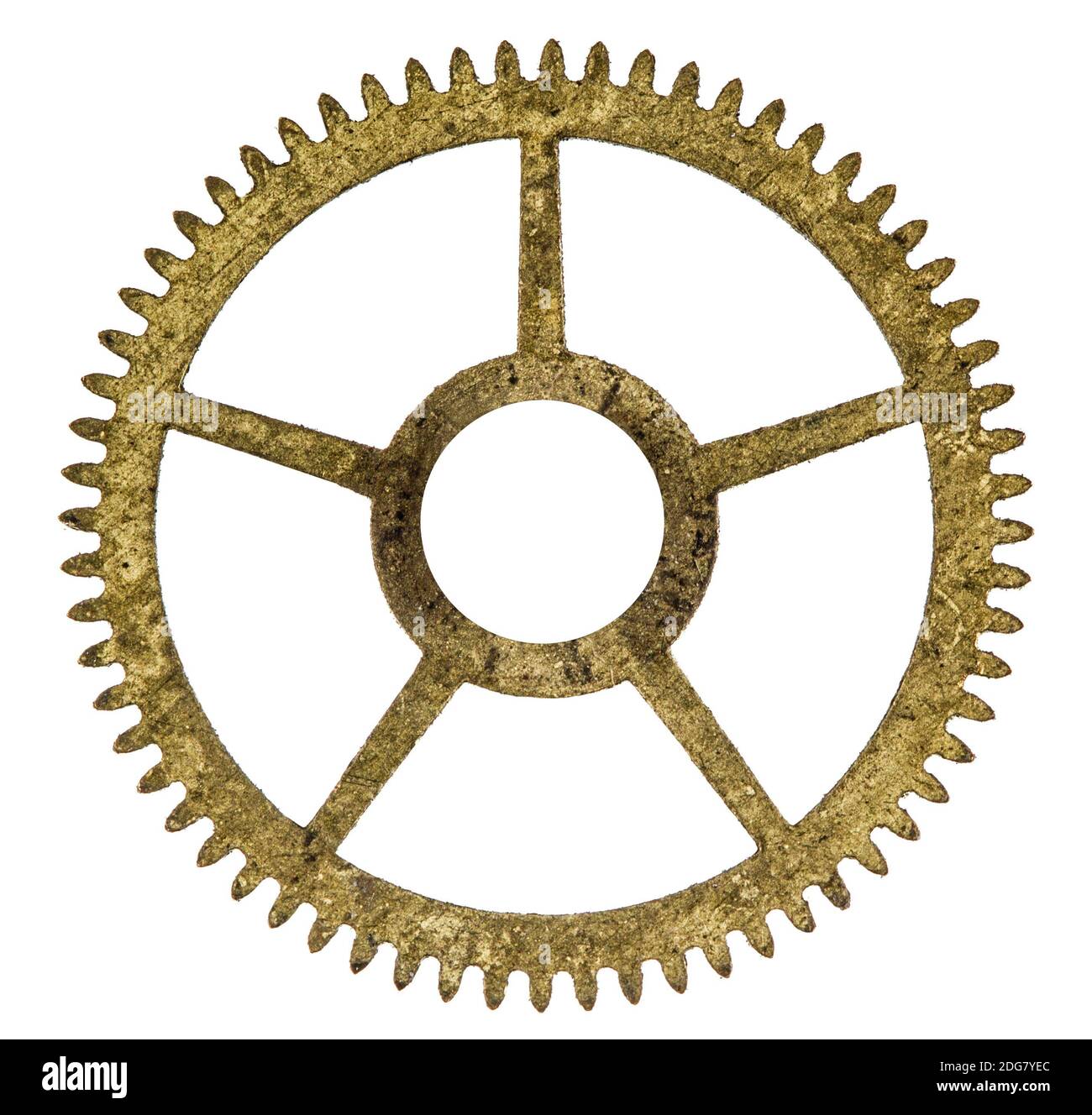 Pinion of old clock mechanism, isolated on white background Stock Photo ...
