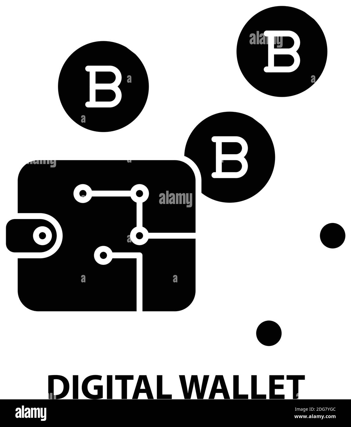 digital wallet icon, black vector sign with editable strokes, concept ...