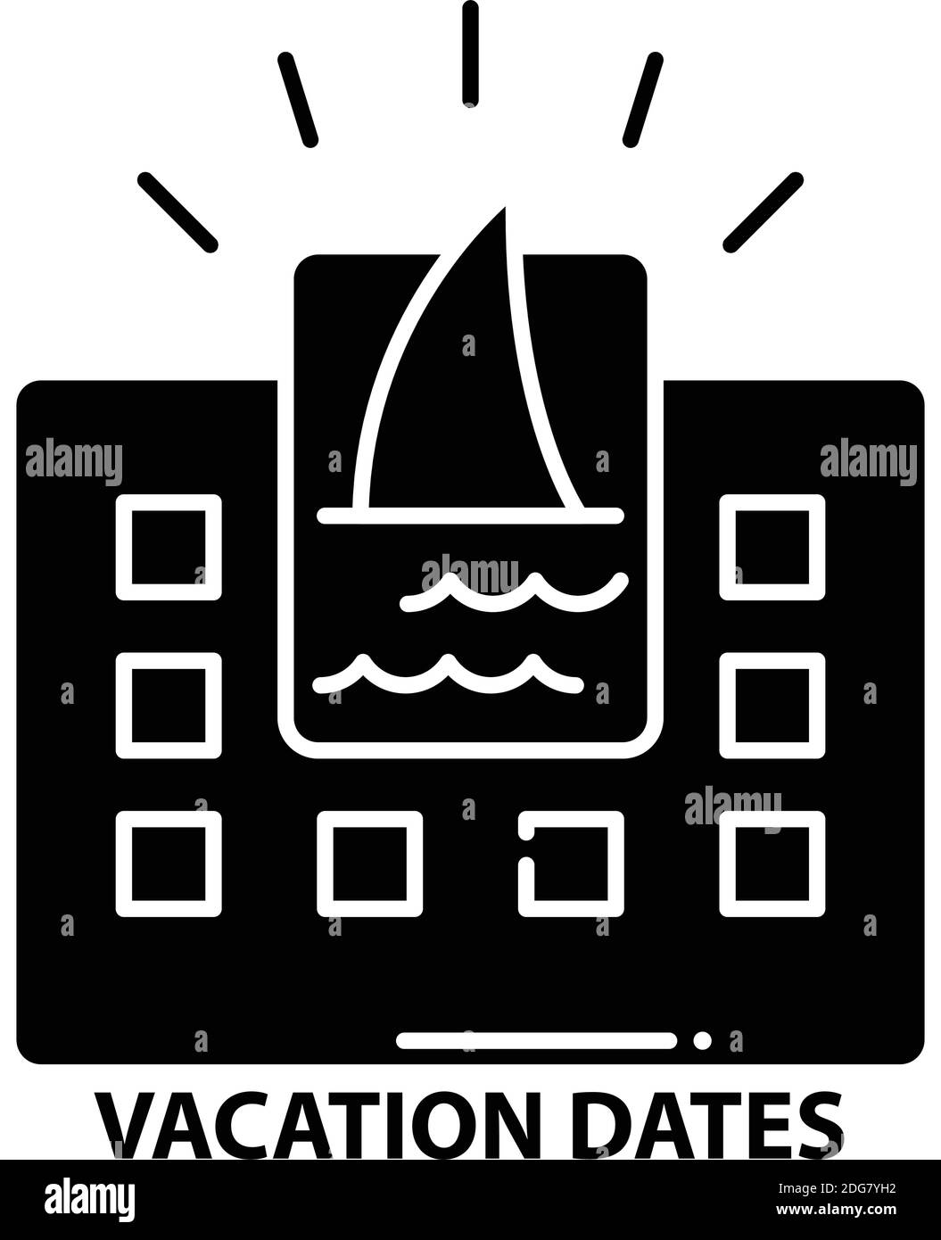 vacation dates icon, black vector sign with editable strokes, concept ...