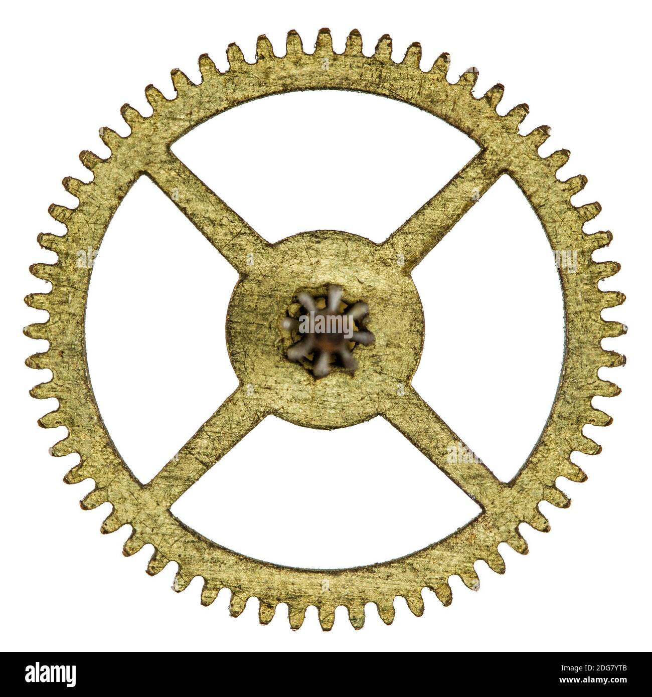 Pinion of old clock mechanism, isolated on white background Stock Photo ...