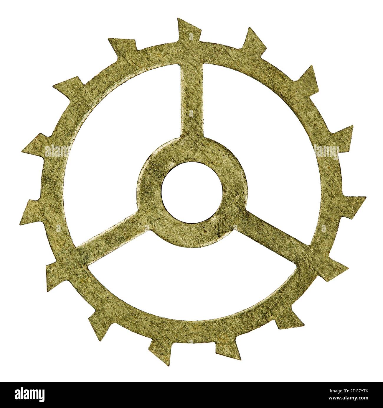 Pinion of old clock mechanism, isolated on white background Stock Photo ...
