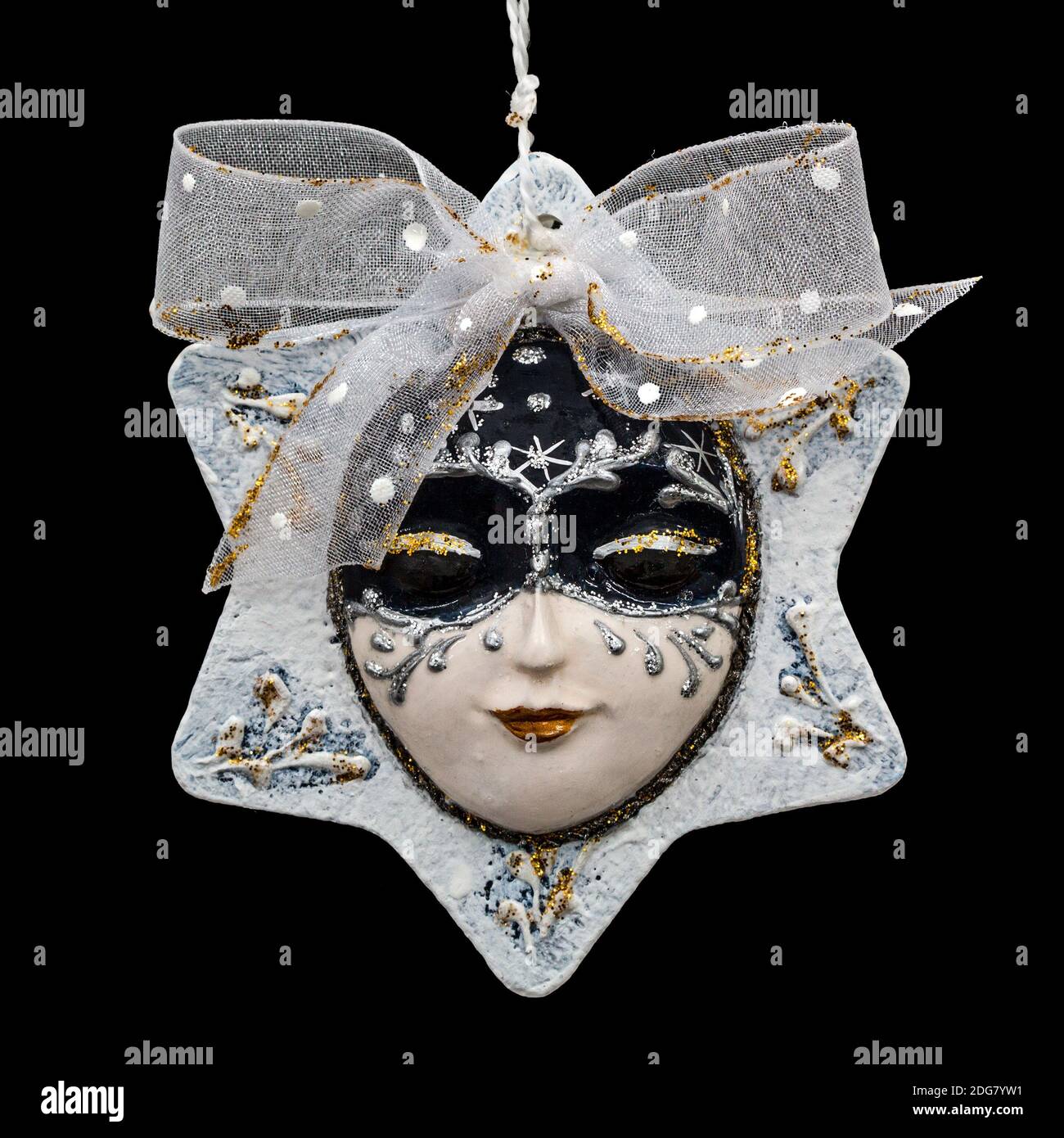 Beautiful mask of hand-worked for festive decoration, isolated Stock ...