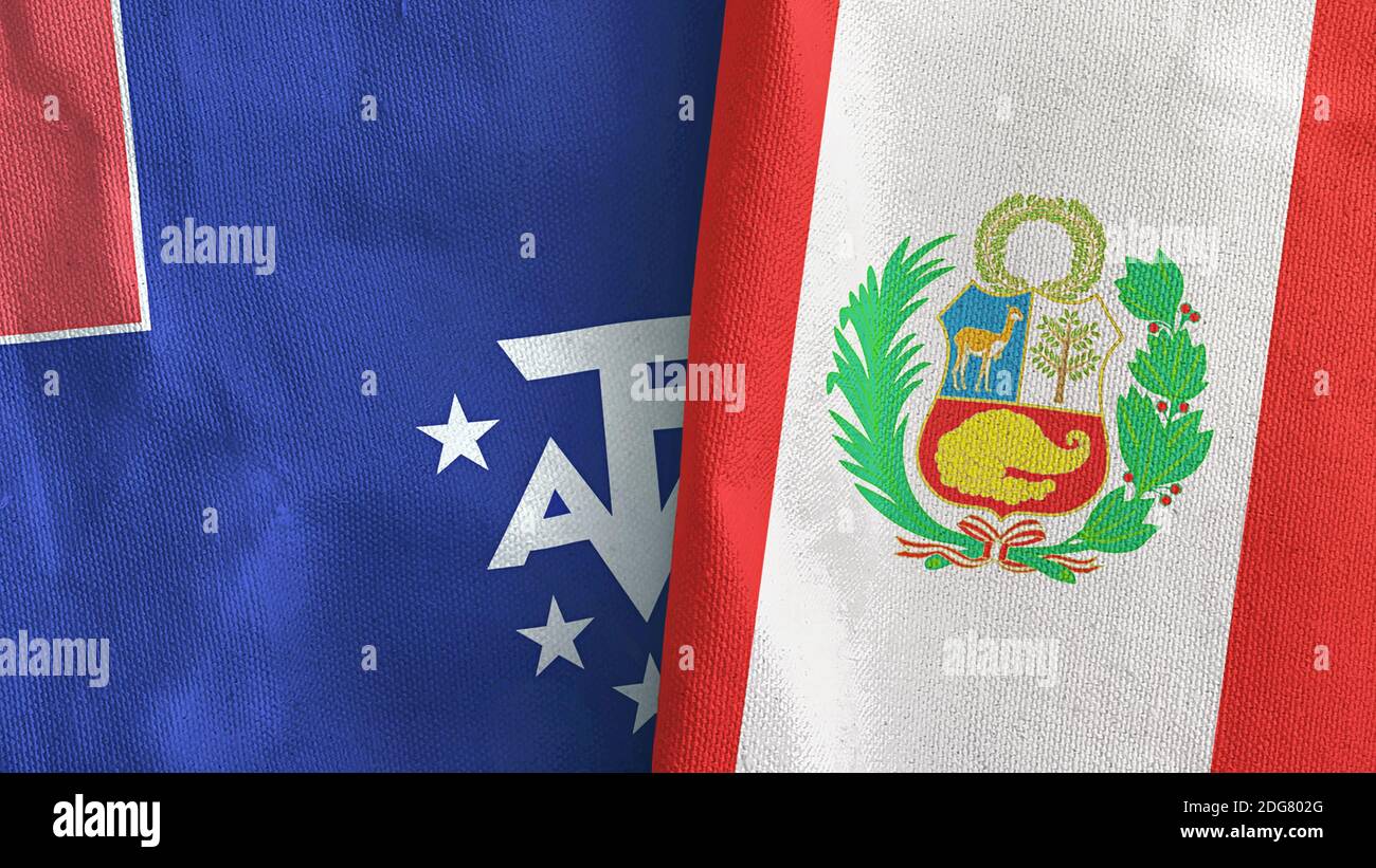 Peru and French Southern and Antarctic Lands two flags 3D rendering ...