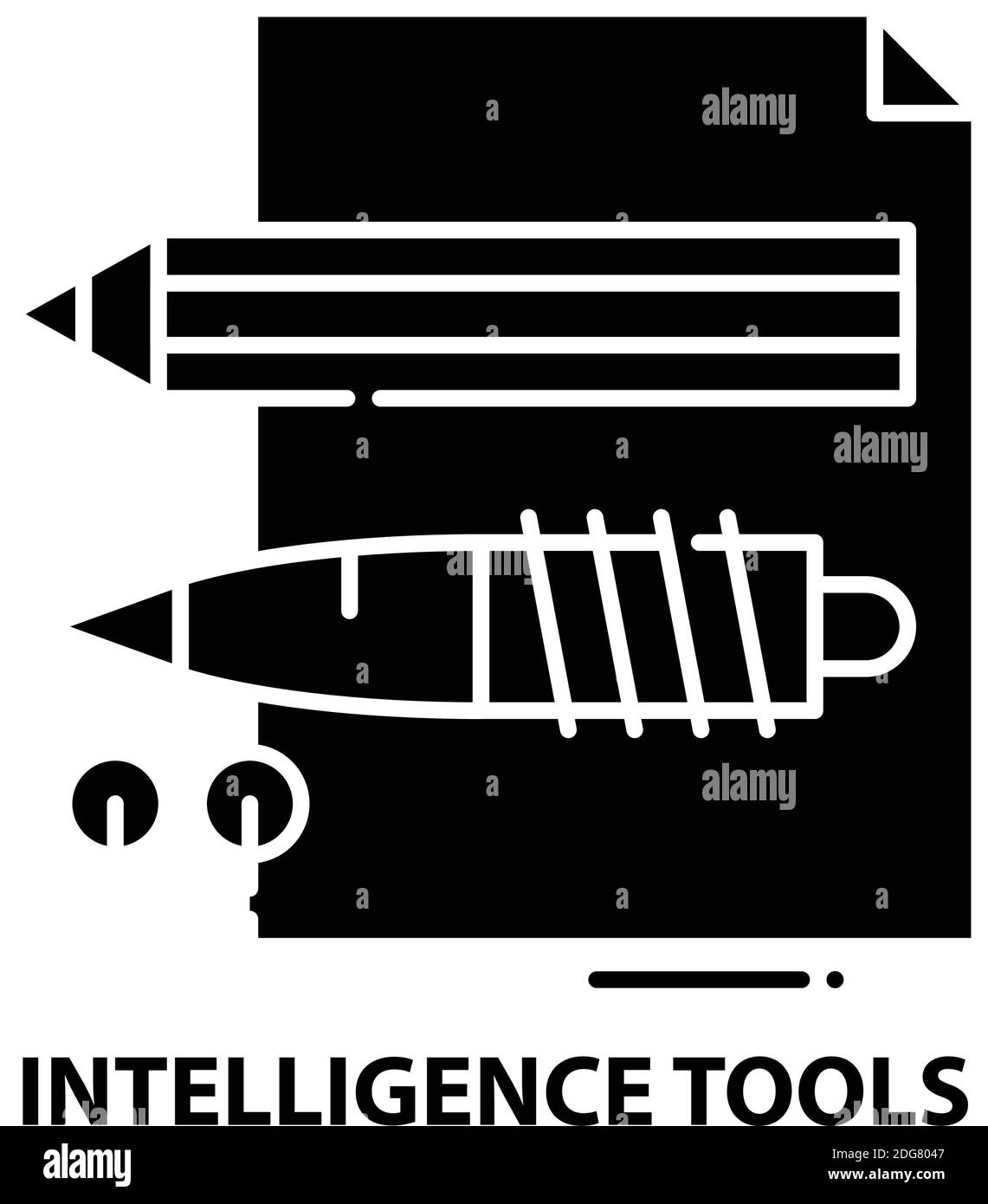 intelligence tools icon, black vector sign with editable strokes ...