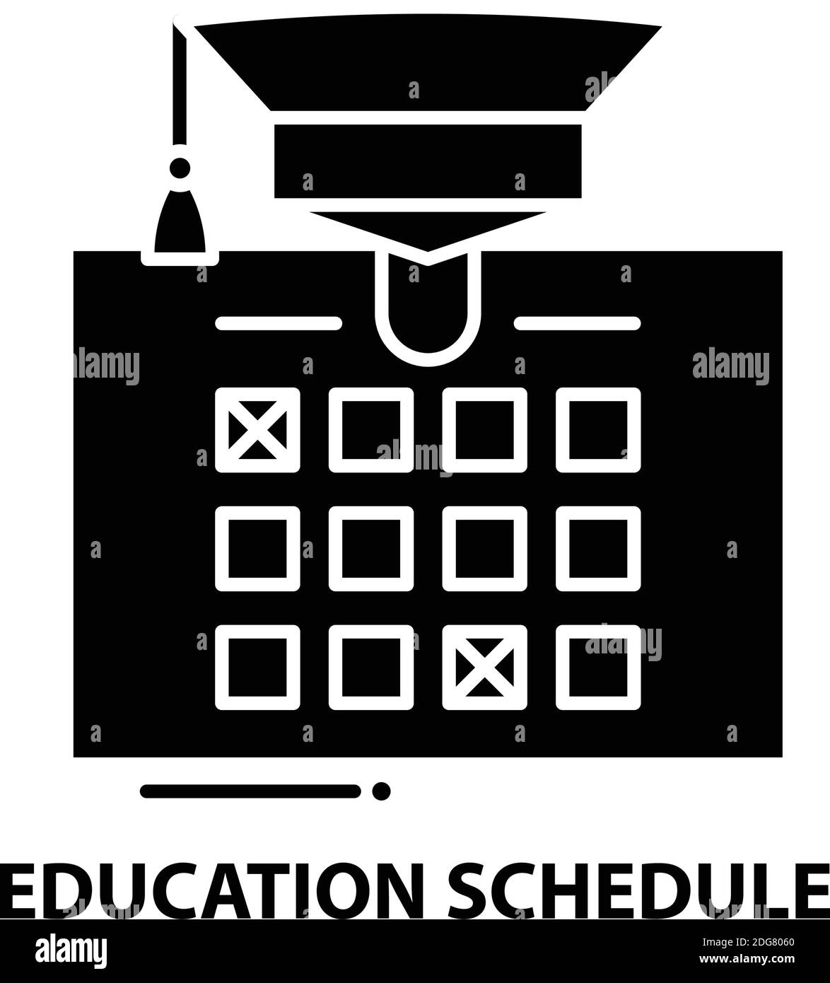 education schedule icon, black vector sign with editable strokes ...