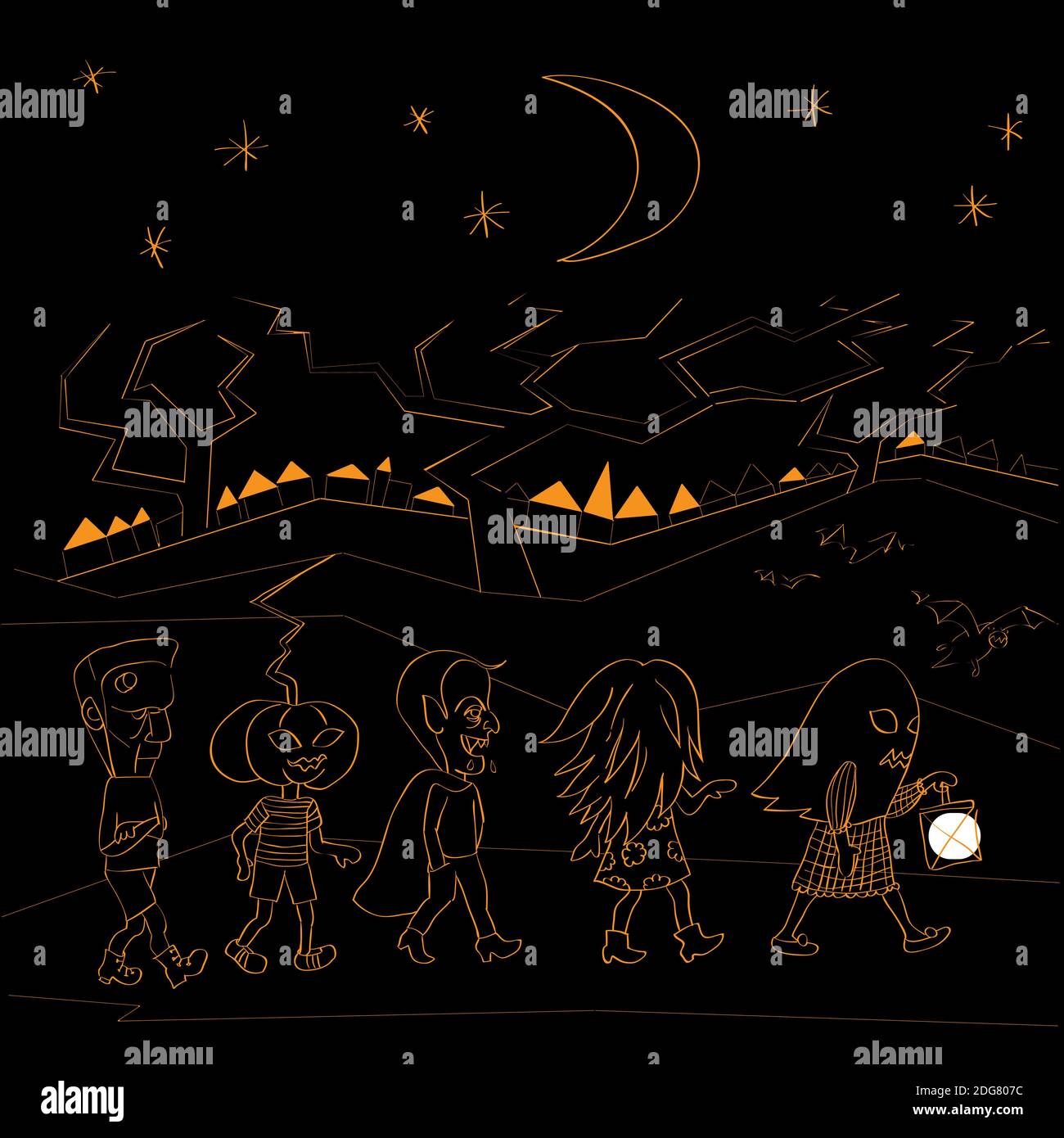 Halloween black night walk Stock Photo - Alamy