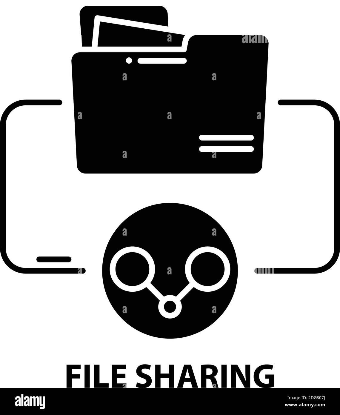 file sharing icon, black vector sign with editable strokes, concept ...