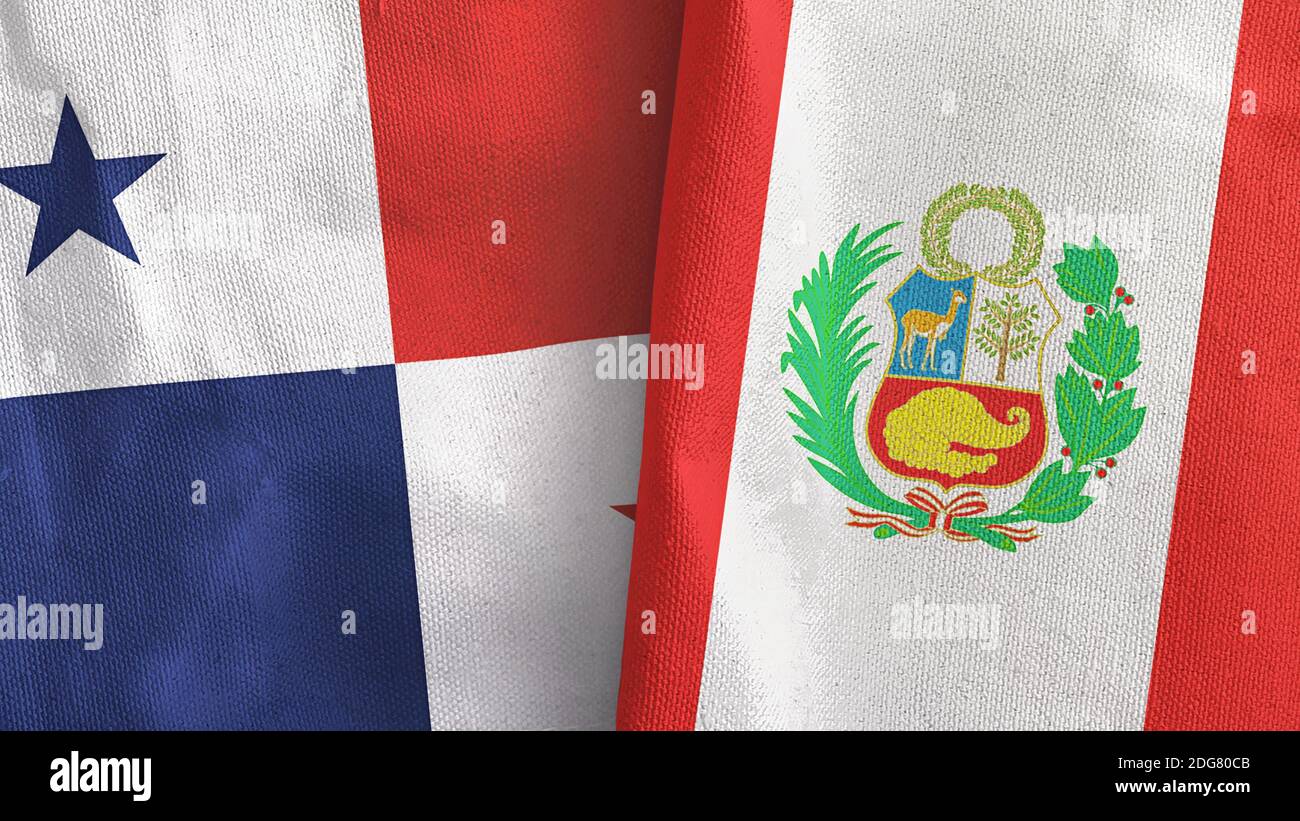 Peru and Panama two flags textile cloth 3D rendering Stock Photo - Alamy