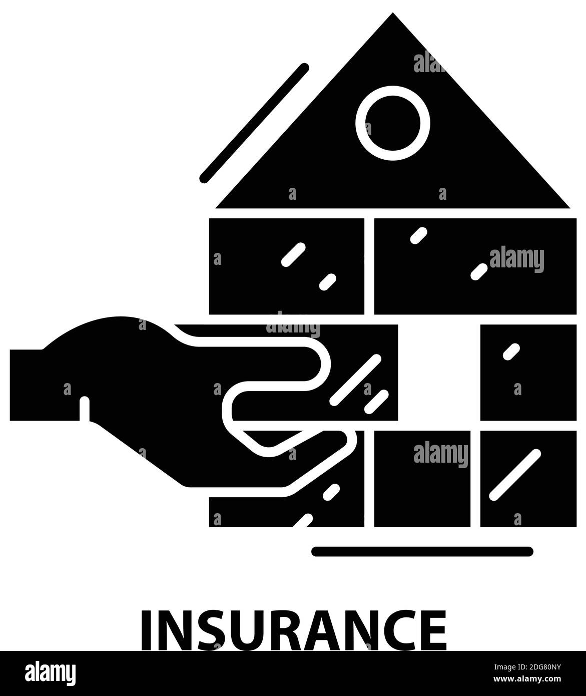 insurance icon, black vector sign with editable strokes, concept ...