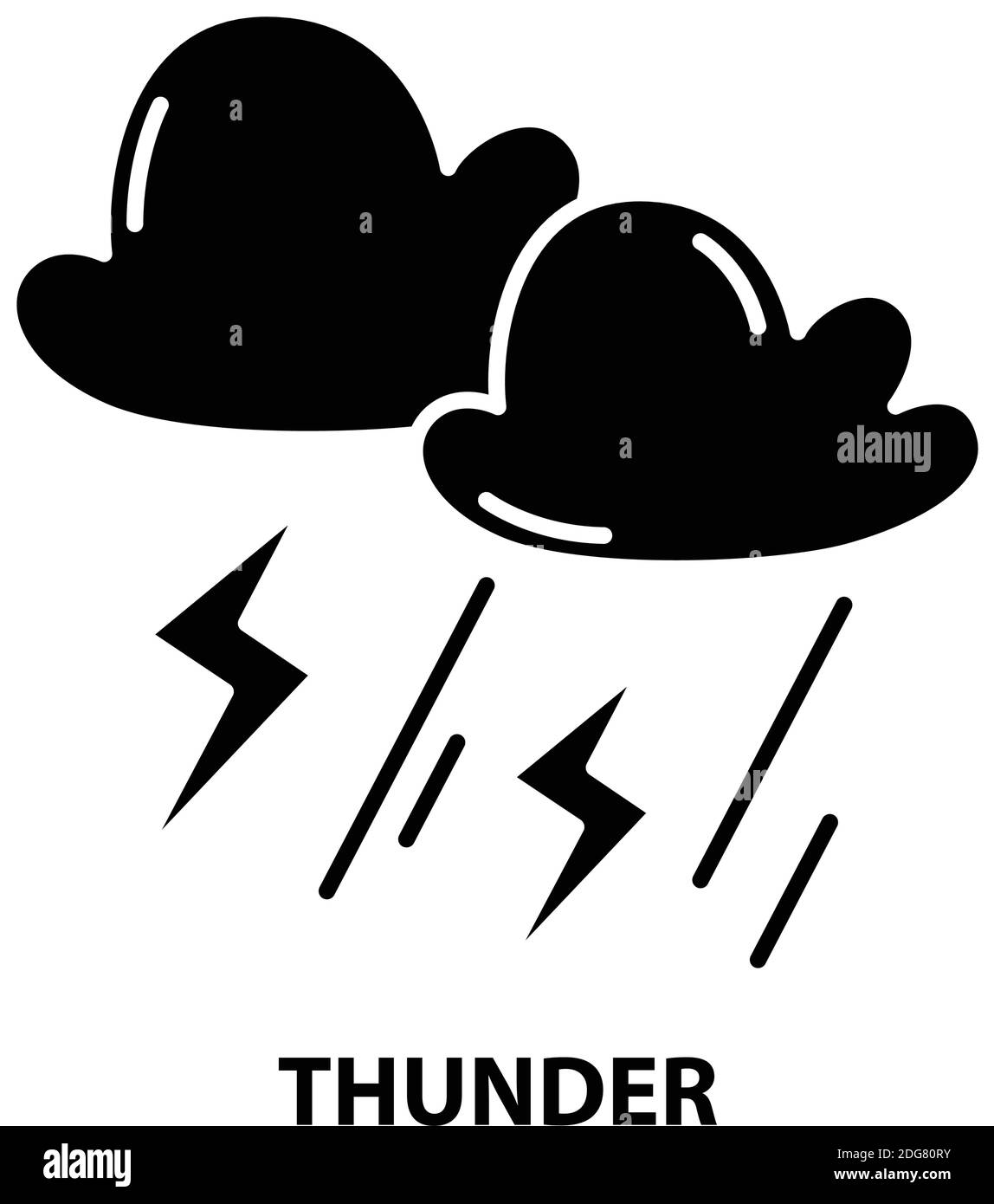 thunder icon, black vector sign with editable strokes, concept ...