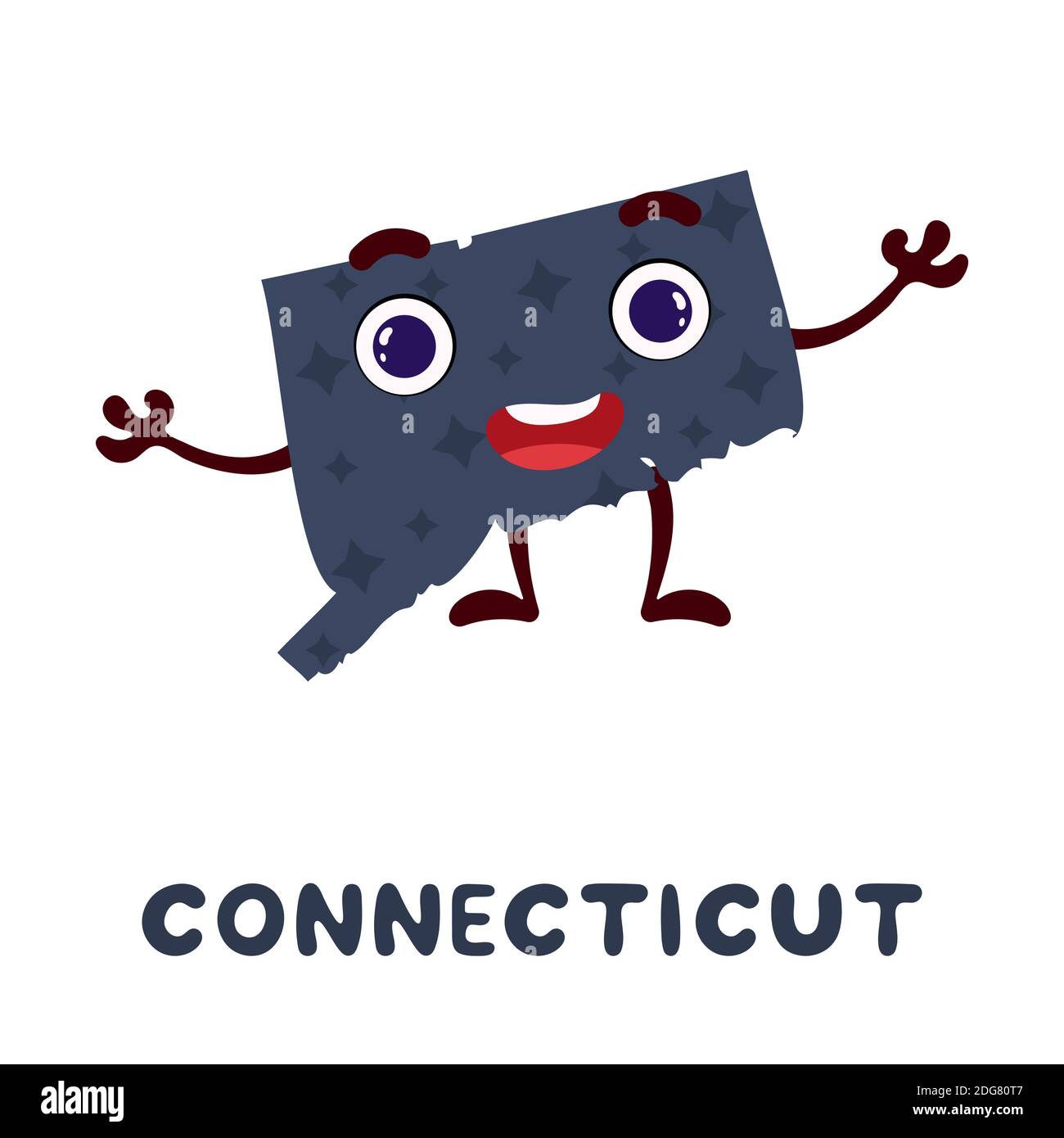 Cute cartoon Connecticut state character clipart. Illustrated map of ...