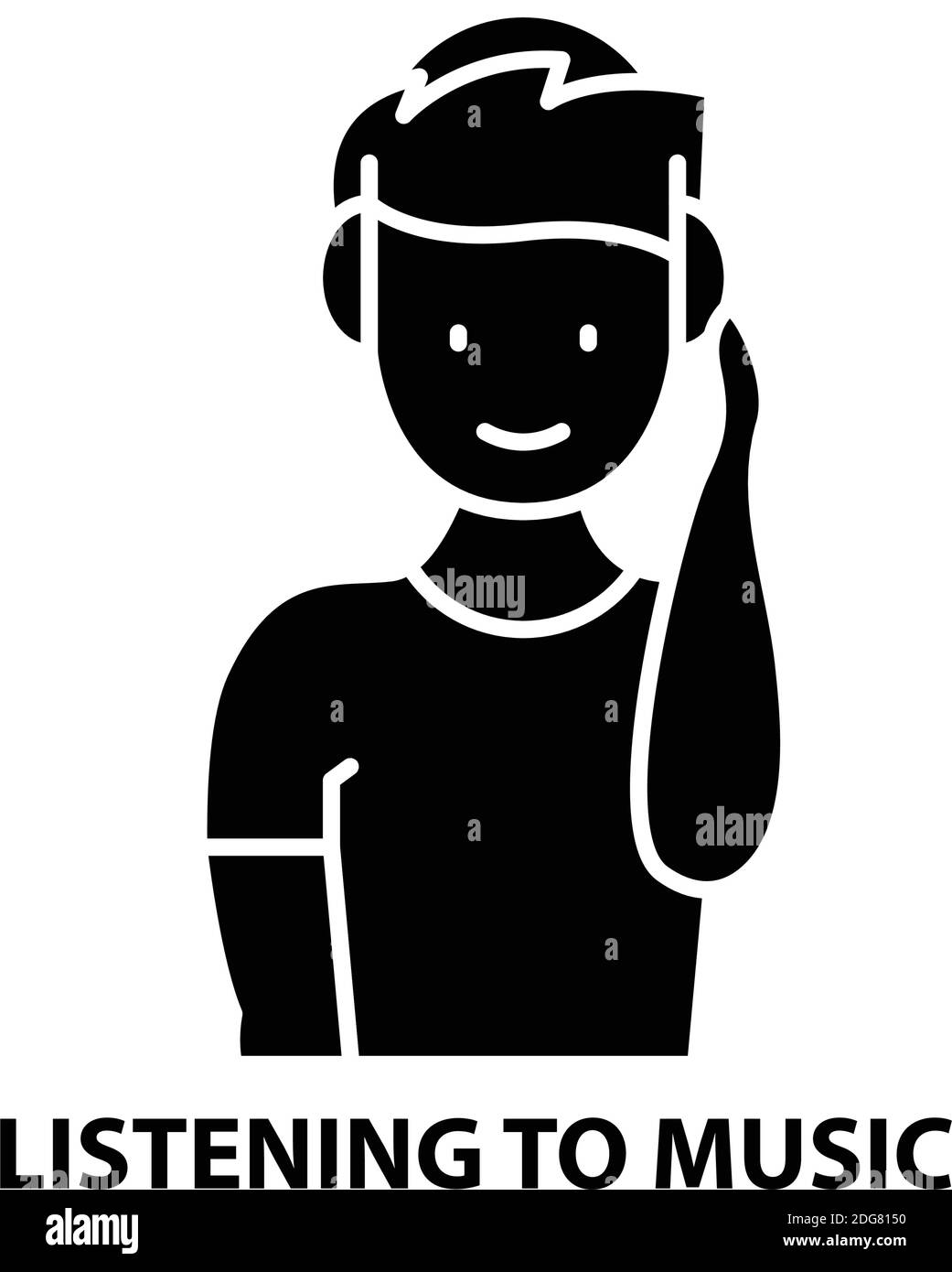 Girl enjoying music with headphones Stock Vector Images - Alamy