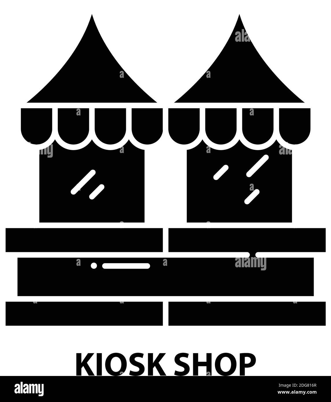 kiosk shop icon, black vector sign with editable strokes, concept ...
