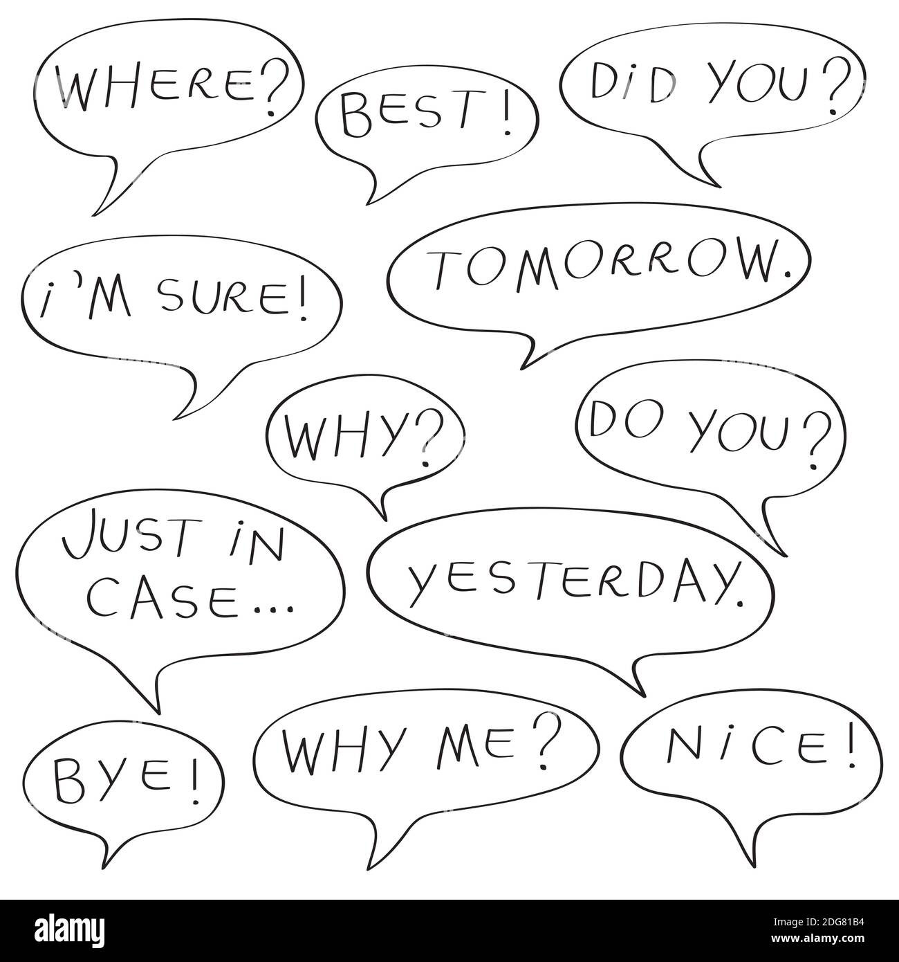 Words speech bubbles Stock Photo - Alamy