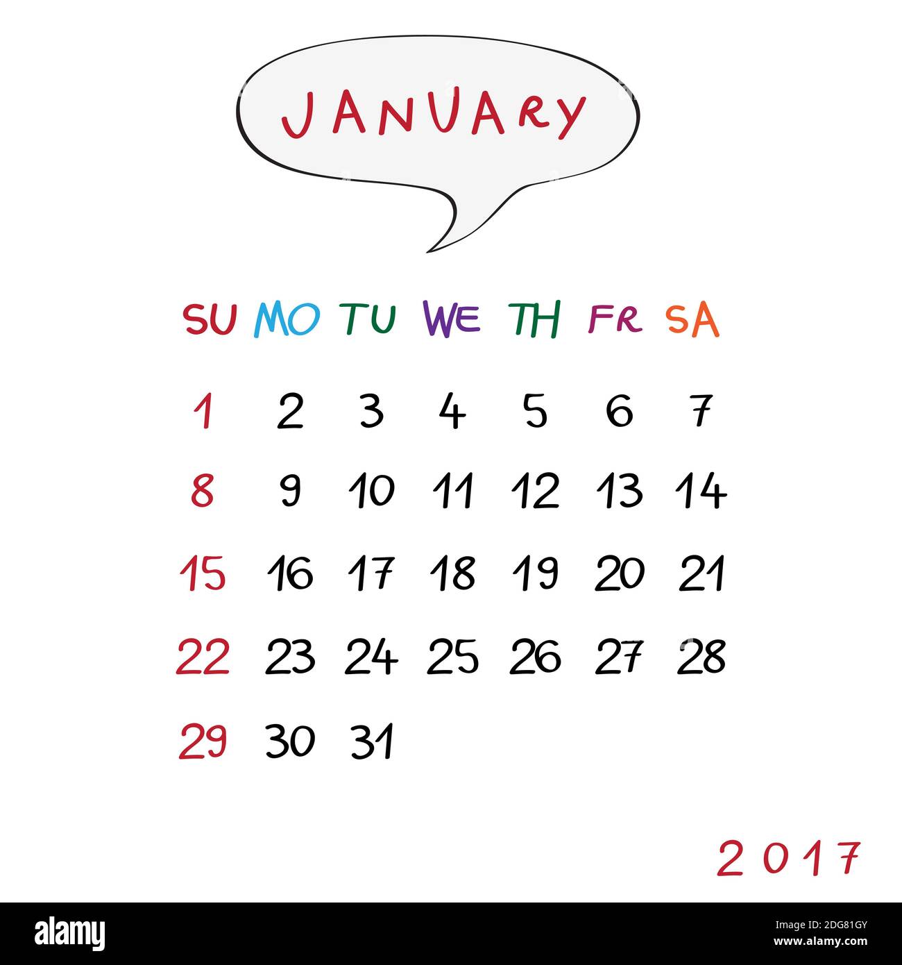 The month of january drawing Cut Out Stock Images & Pictures - Alamy