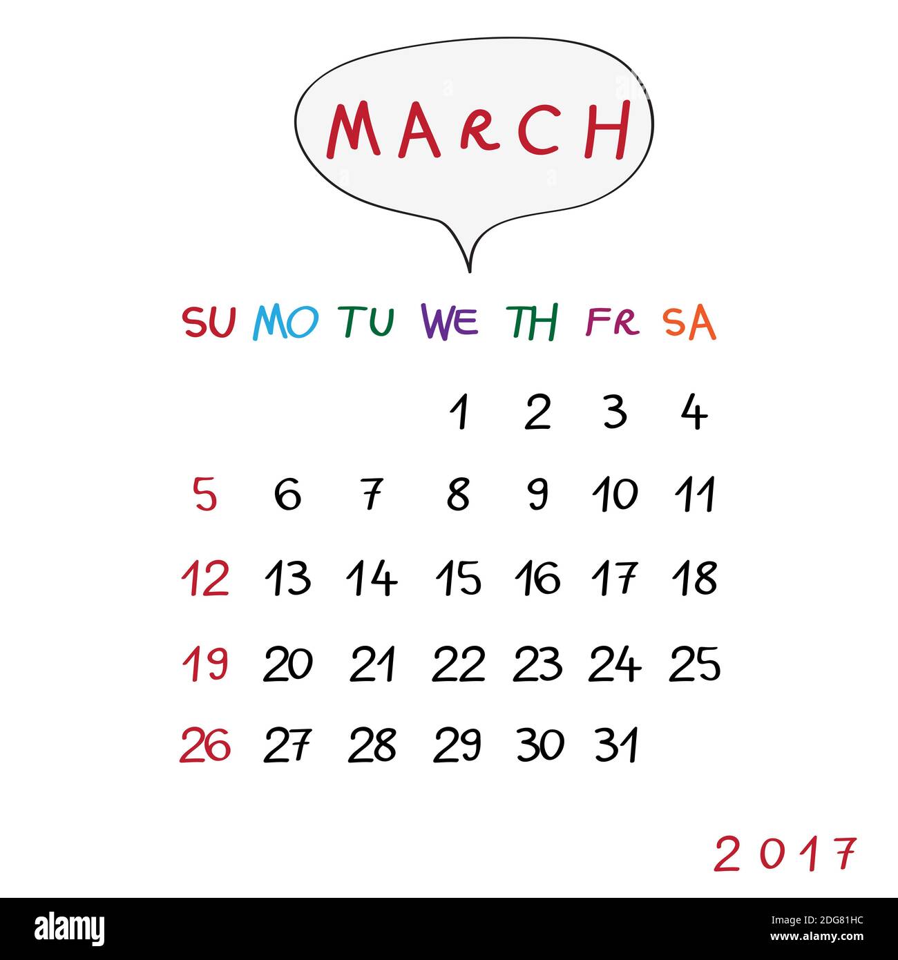 White desk monthly march Cut Out Stock Images & Pictures - Alamy
