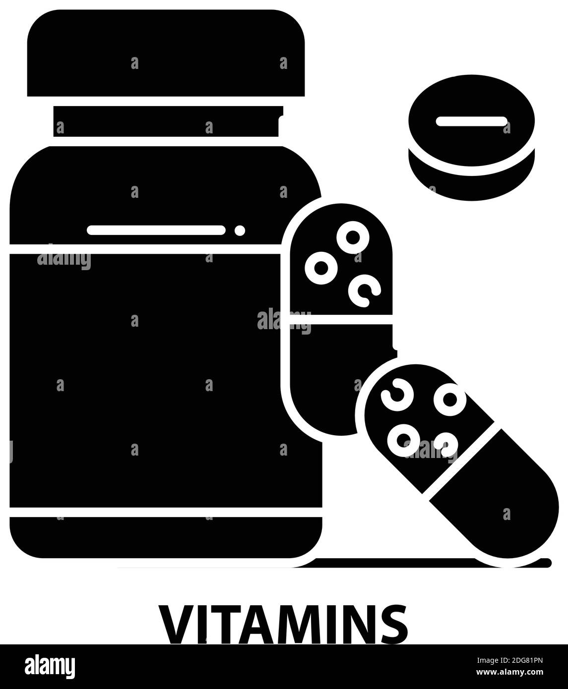 vitamins icon, black vector sign with editable strokes, concept ...