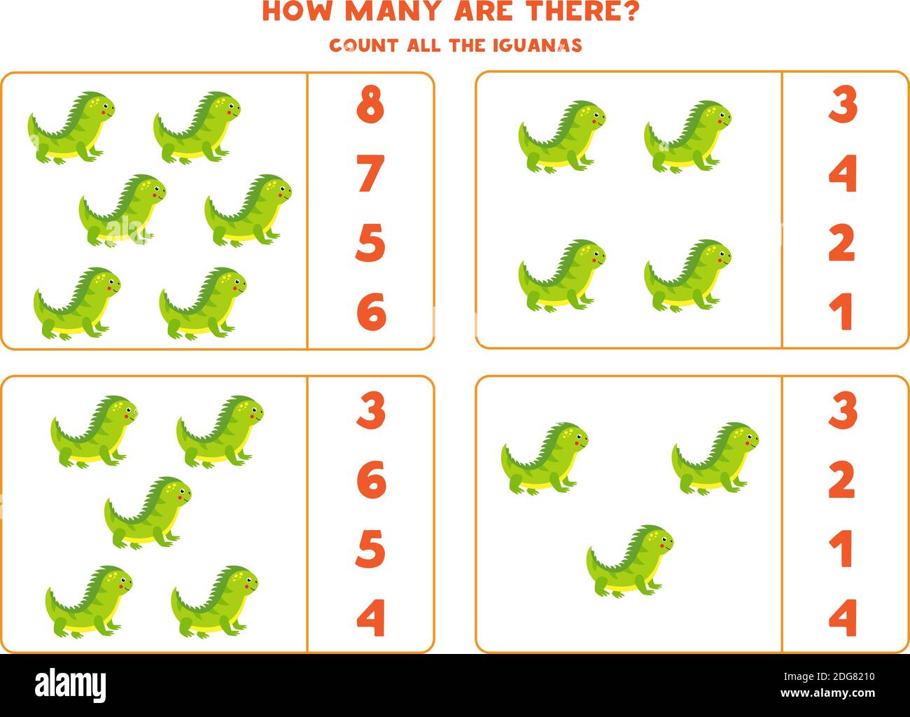 Counting math game with cute cartoon iguanas Stock Vector Image & Art ...