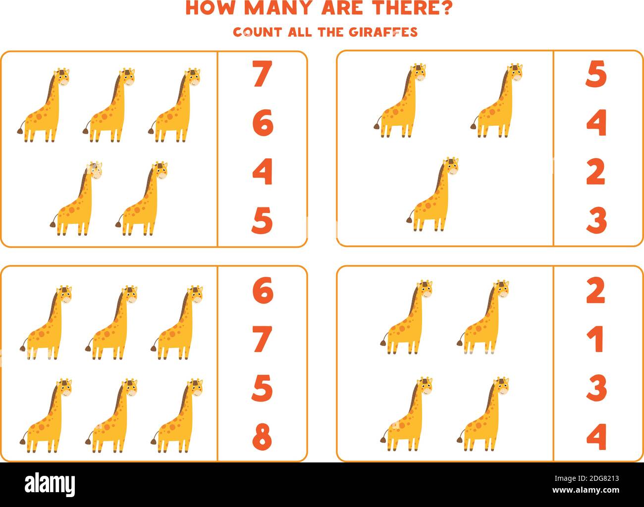 Counting math game with cute cartoon giraffes Stock Vector Image & Art - Alamy