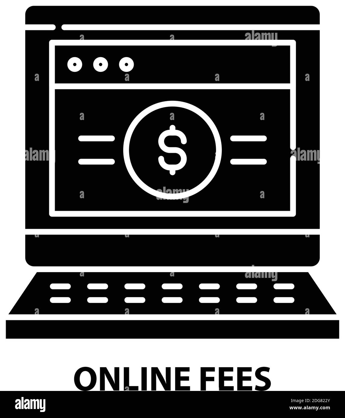 online fees icon, black vector sign with editable strokes, concept ...