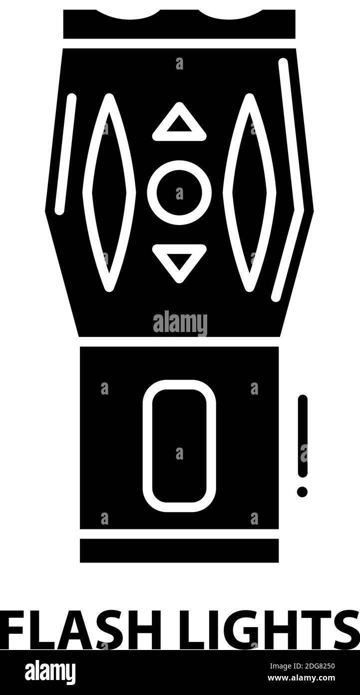 flash lights icon, black vector sign with editable strokes, concept ...