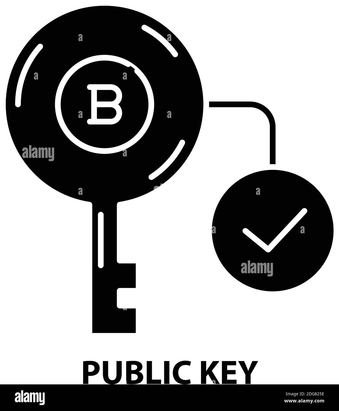 public key icon, black vector sign with editable strokes, concept ...