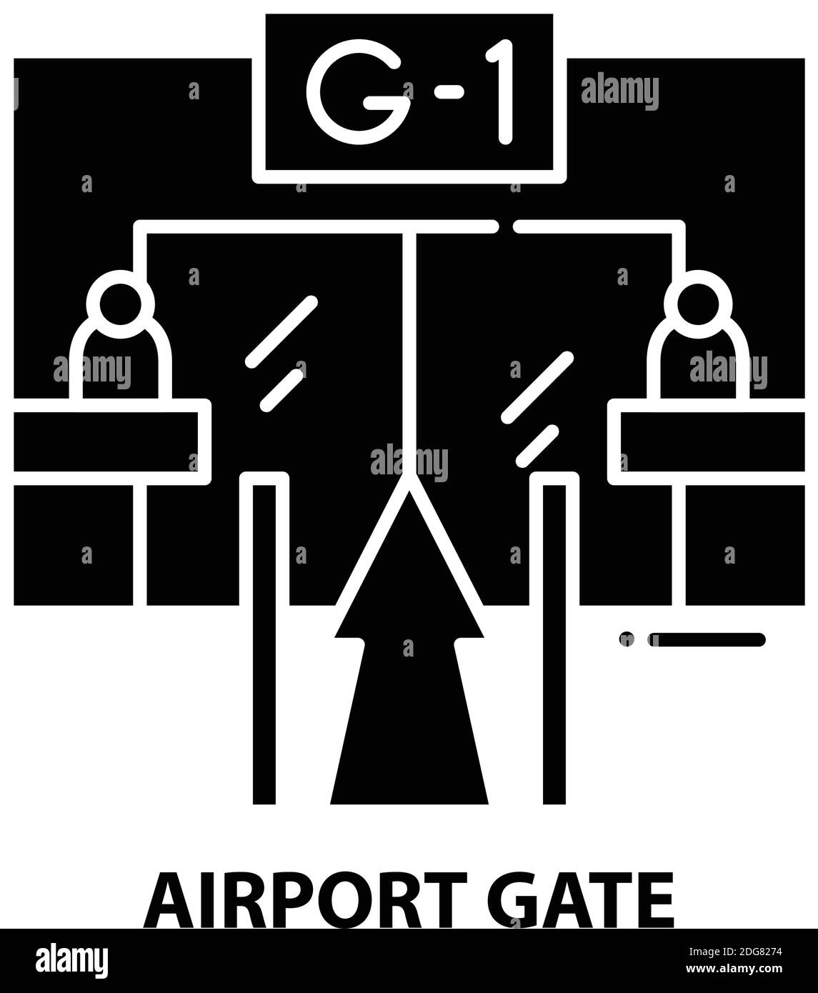 airport gate icon, black vector sign with editable strokes, concept ...