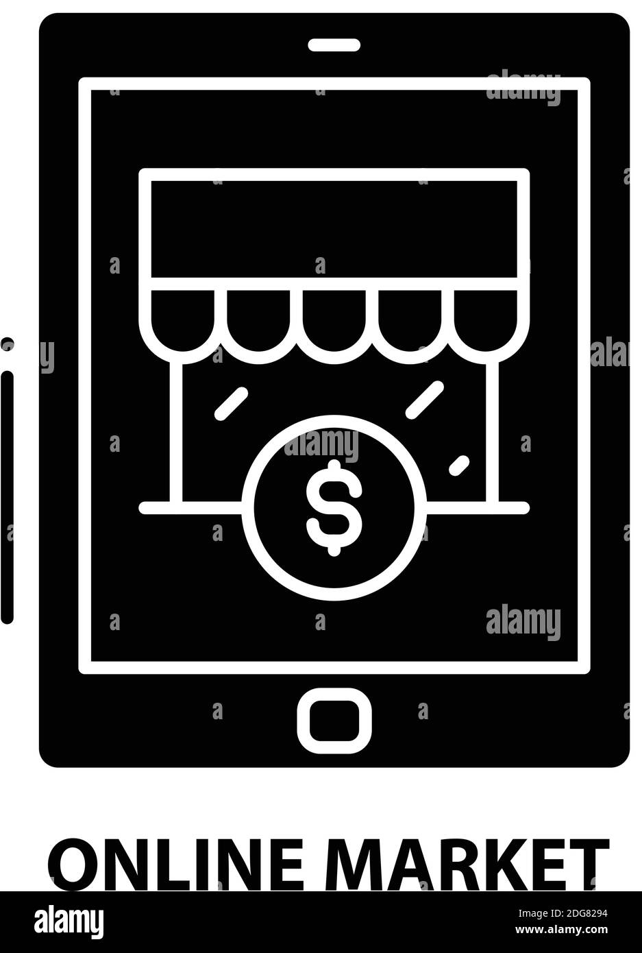 online market symbol icon, black vector sign with editable strokes ...