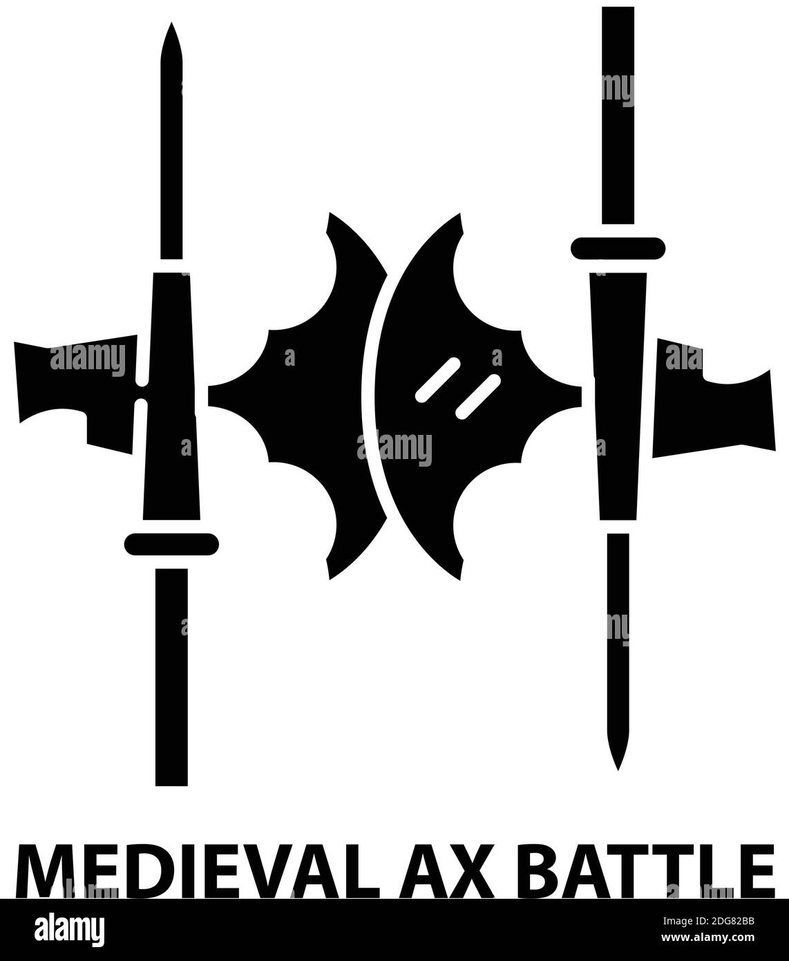 medieval ax battle icon, black vector sign with editable strokes ...