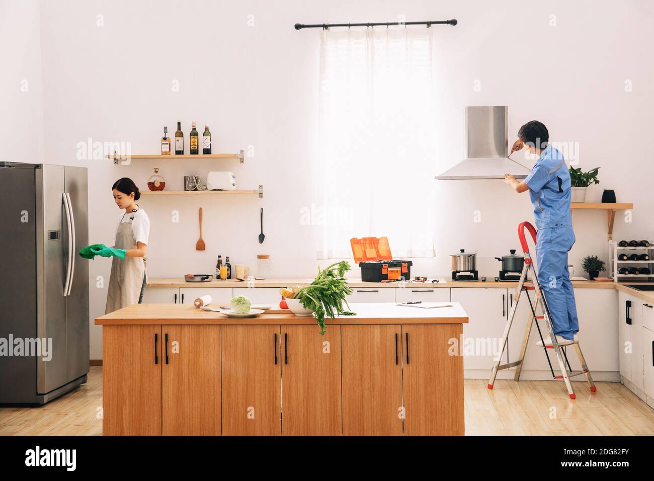 Cleaning disinfection two men hi-res stock photography and images - Alamy
