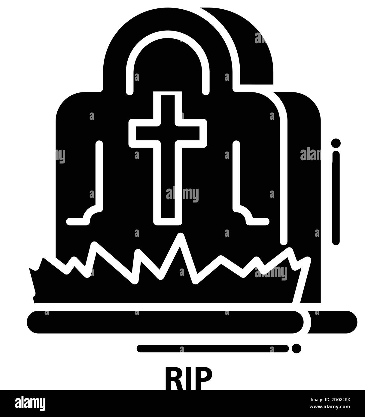 rip icon, black vector sign with editable strokes, concept illustration ...