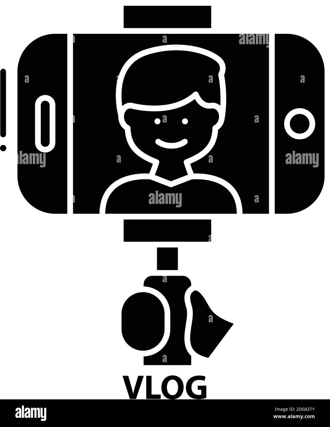 vlog icon, black vector sign with editable strokes, concept ...