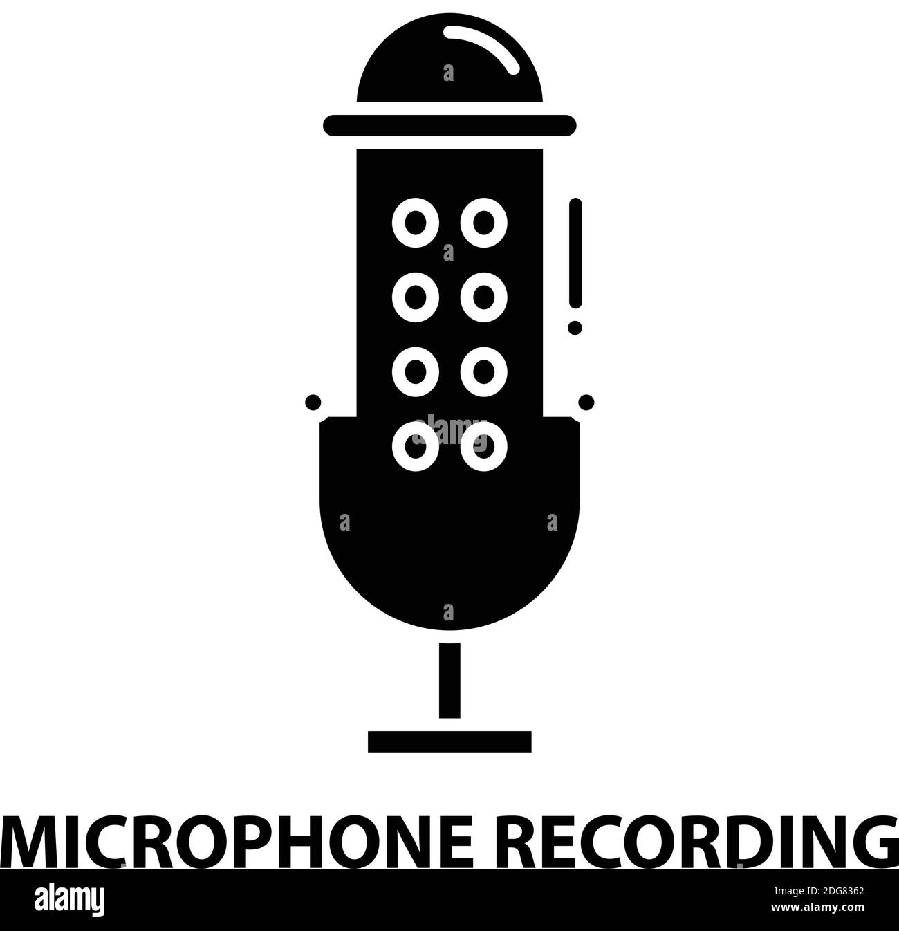 microphone recording icon, black vector sign with editable strokes ...
