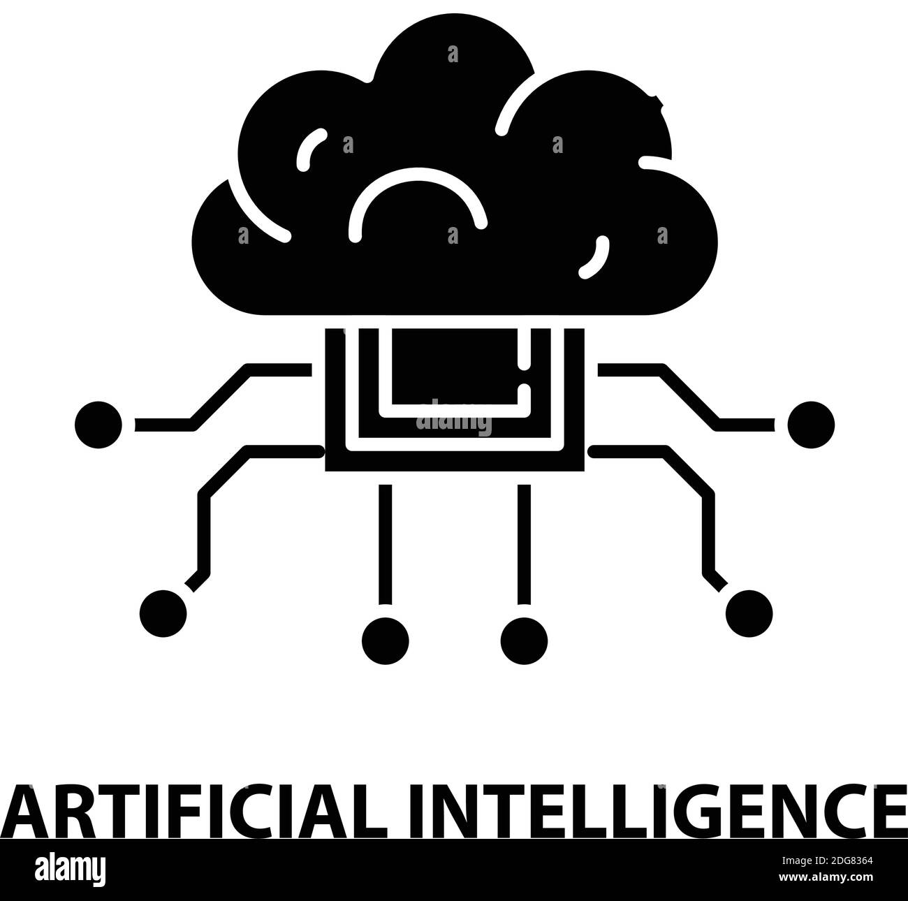 artificial intelligence symbol icon, black vector sign with editable ...