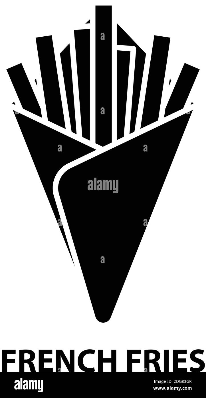 french fries symbol icon, black vector sign with editable strokes ...