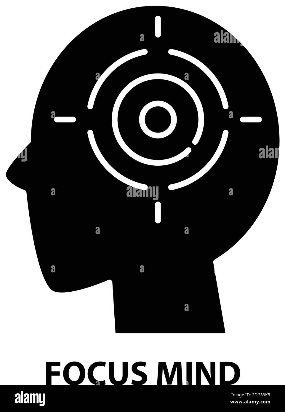 focus mind icon, black vector sign with editable strokes, concept ...