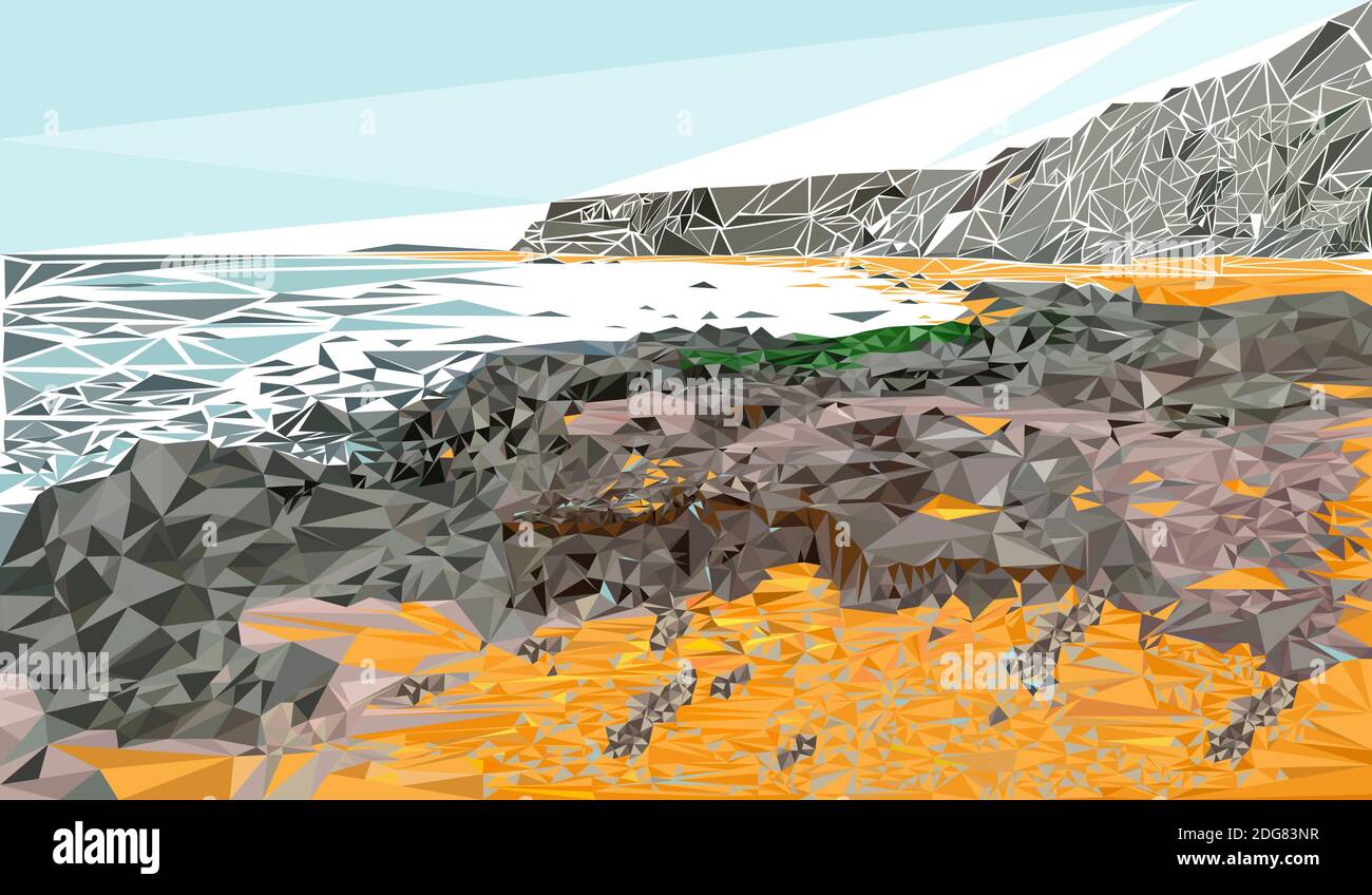 Triangulated seaside landscape Stock Photo - Alamy