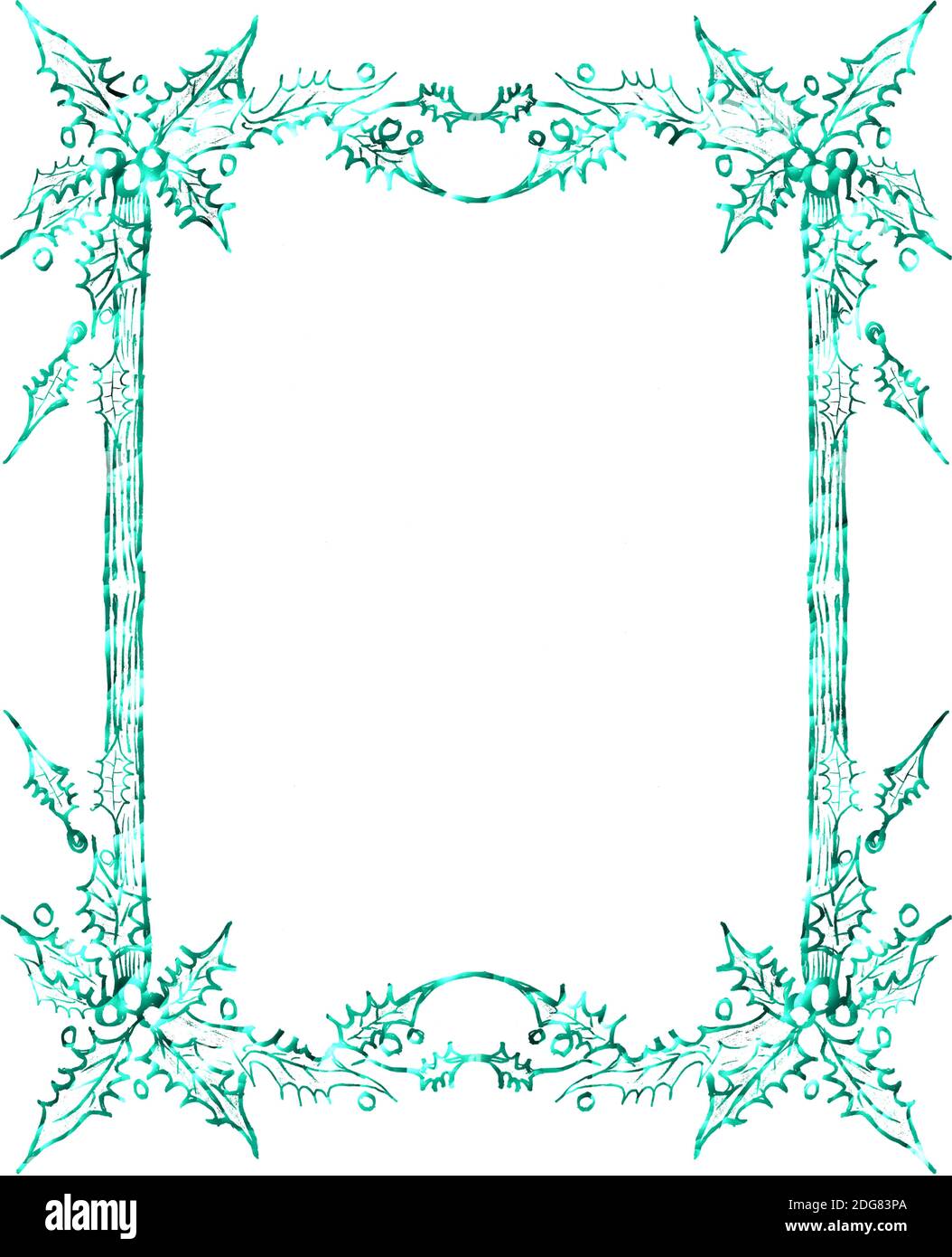 Green hand drawn holly style border; picture frame Stock Vector Image ...