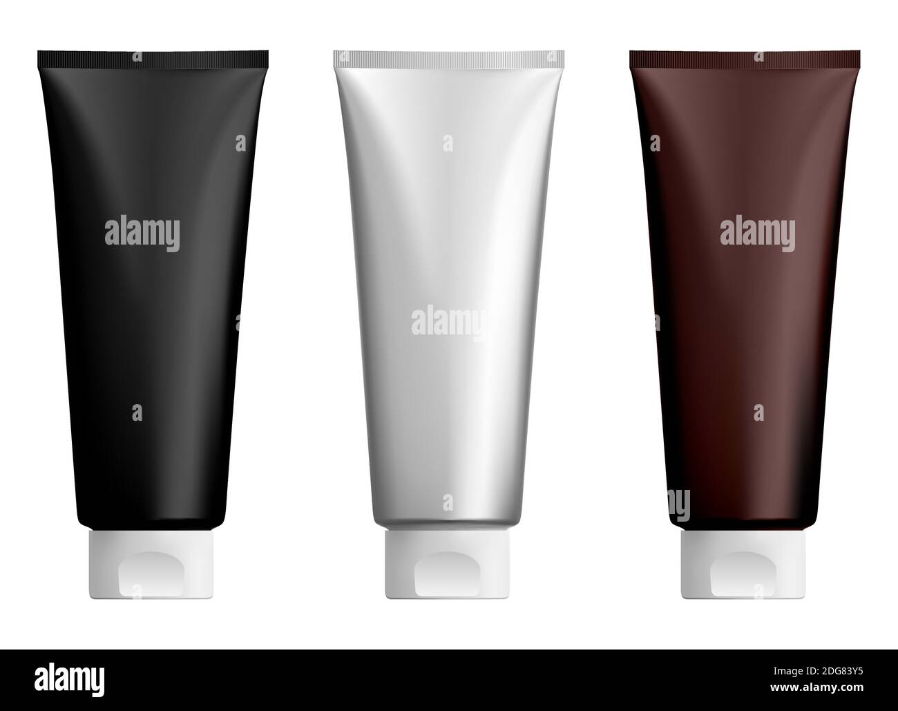 Cosmetic cream tube. Lotion plastic tubes mockup. Face of hand gel ...