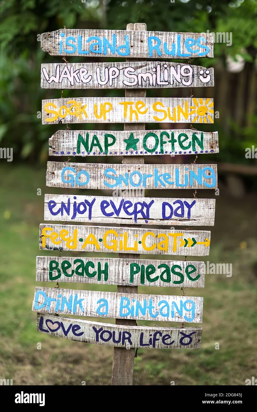 Colorful wooden signboard Stock Photo - Alamy