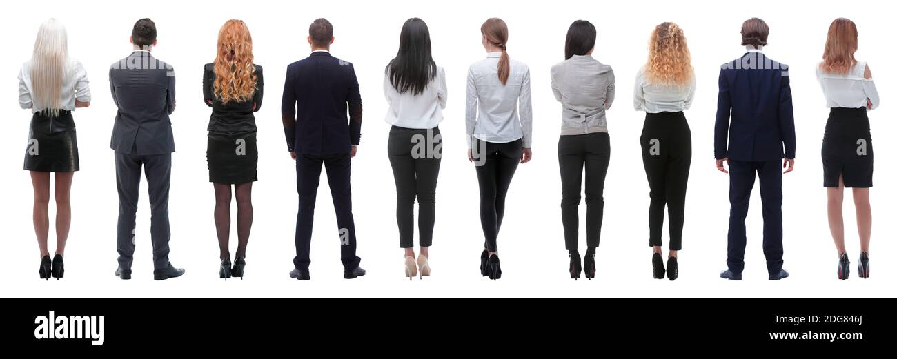 rear view.a group of young business people looking forward Stock Photo ...