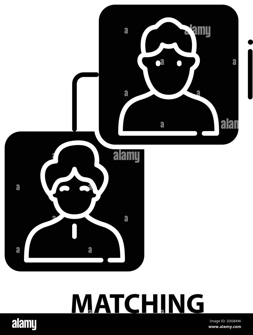 matching icon, black vector sign with editable strokes, concept ...