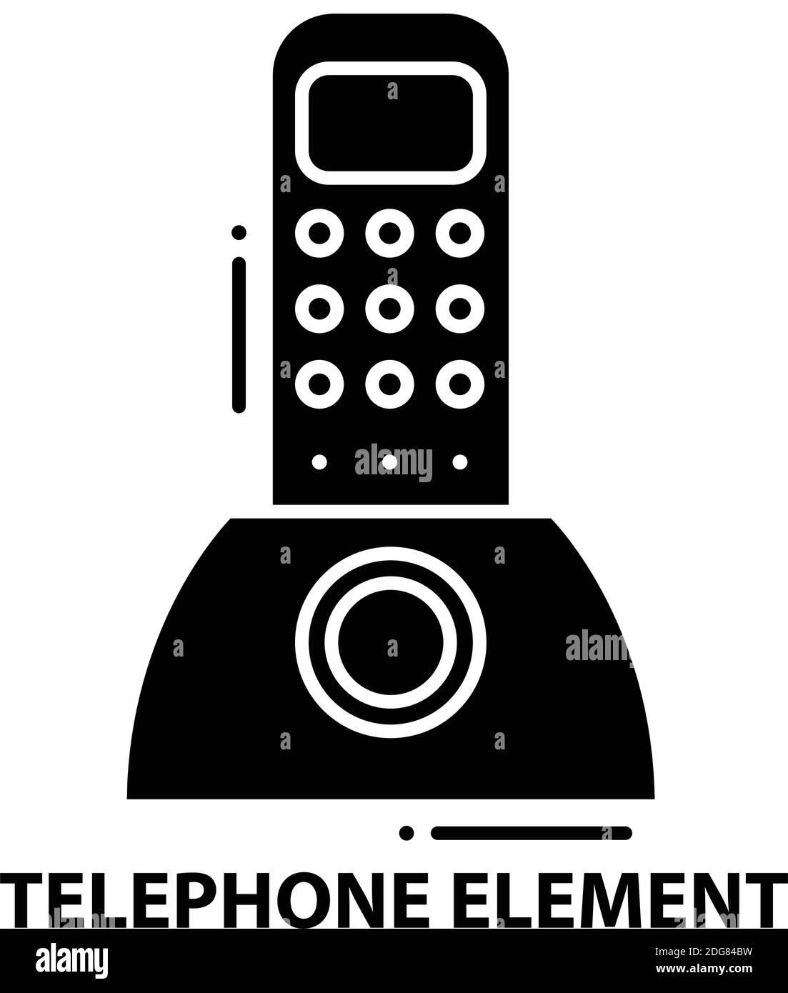 telephone element icon, black vector sign with editable strokes ...