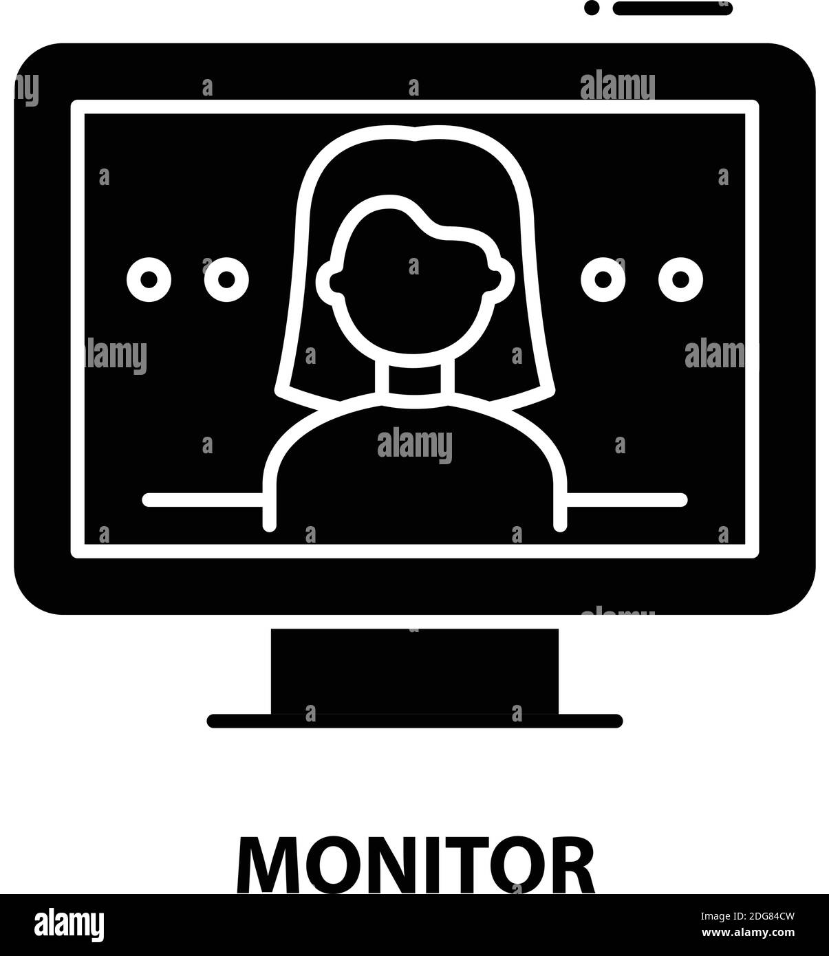 monitor icon, black vector sign with editable strokes, concept ...