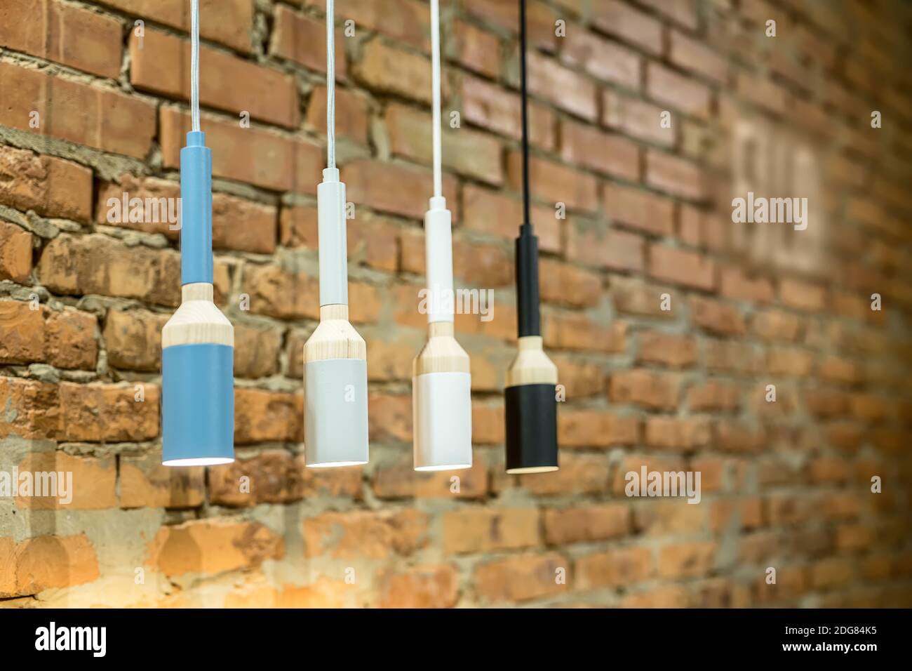 Luminous lamps in loft style Stock Photo - Alamy