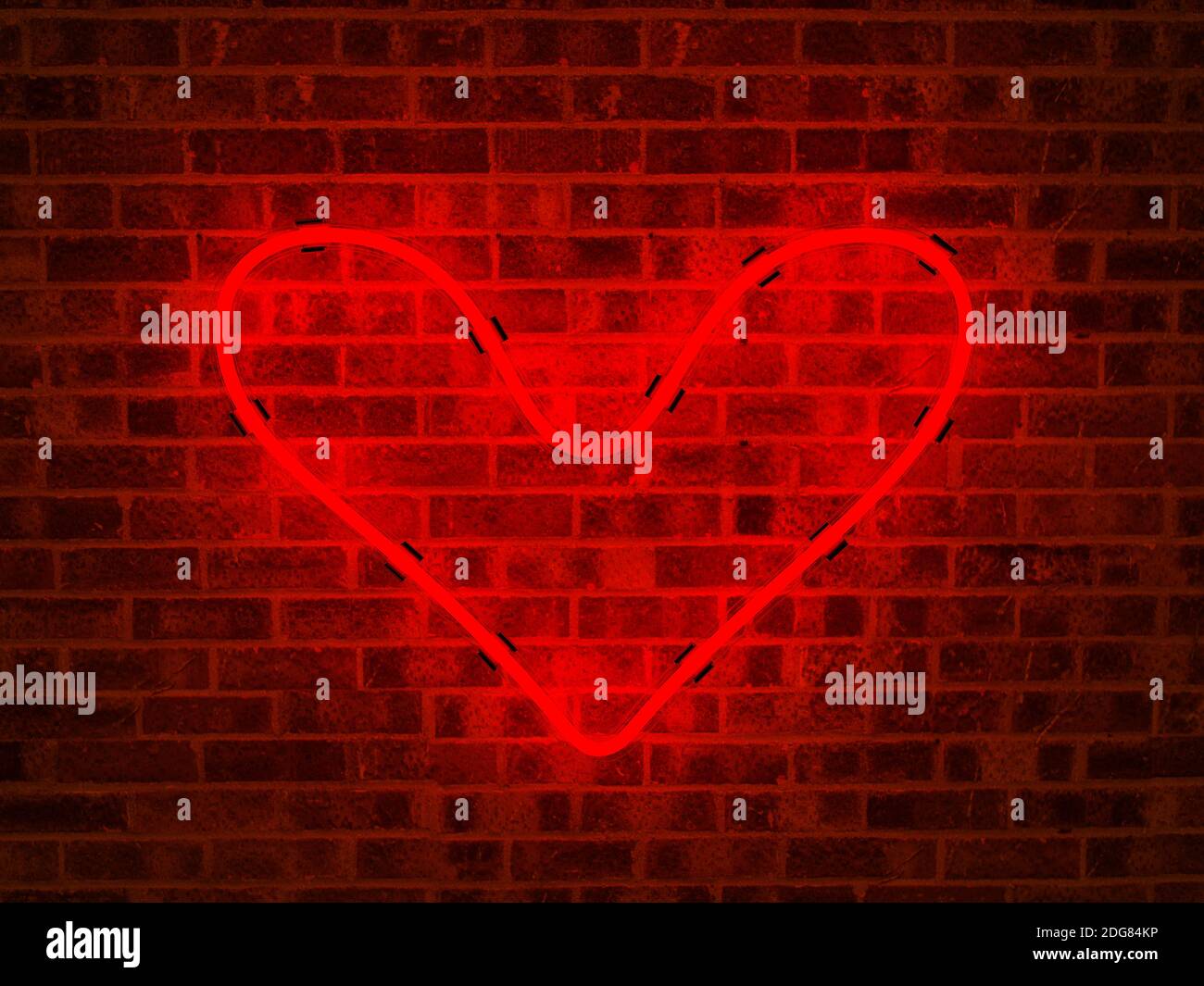 Neon heart on a brick wall. 3d illustration Stock Photo - Alamy