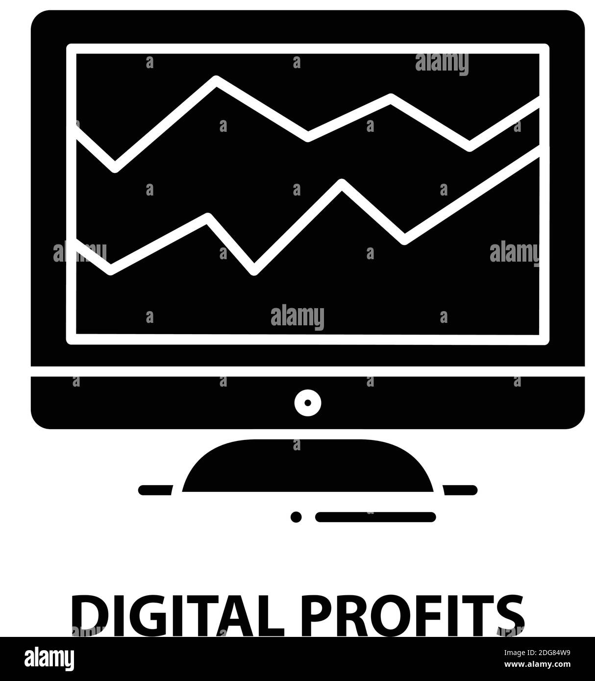 digital profits icon, black vector sign with editable strokes, concept ...